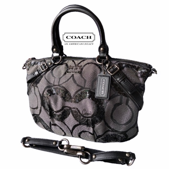 Coach | Bags | Coach Madison Signature Op Art Sophia Sequin Metallic ...